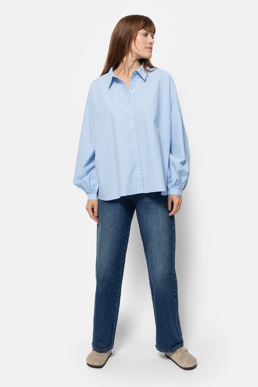 Gala Shirt Puff Sleeves | Light Blue Oxford – Âme antwerp