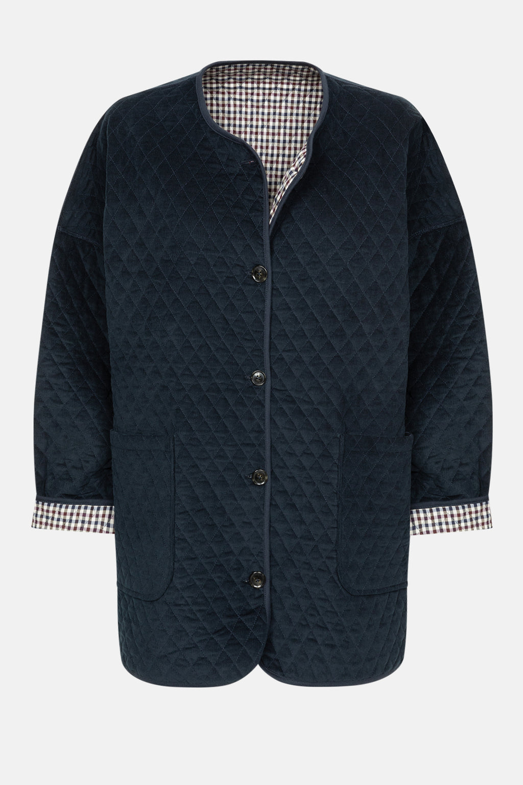 Hannah Jacket | Navy Checked – Âme antwerp