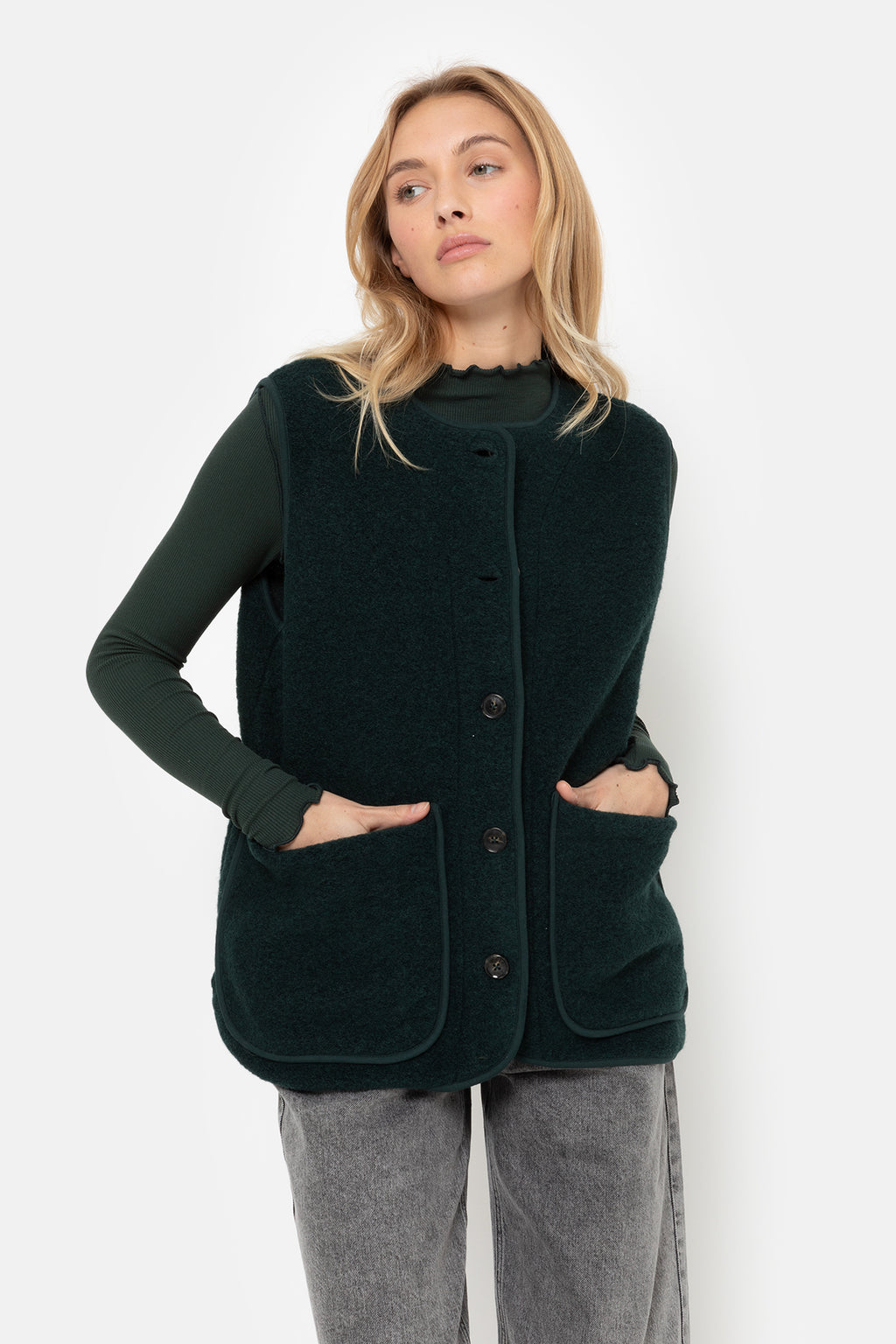 Madison Sleeveless Jacket | Dark Green – Âme antwerp